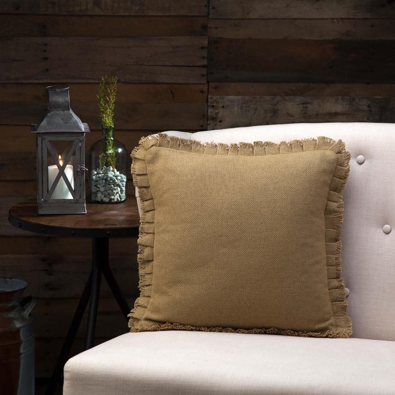 Burlap Natural Pillow w/ Fringed Ruffle 16x16 by April & Olive - VHC Brands Burlap Natural Pillow w/ Fringed Ruffle 16x16 by April & Olive - VHC Brands
