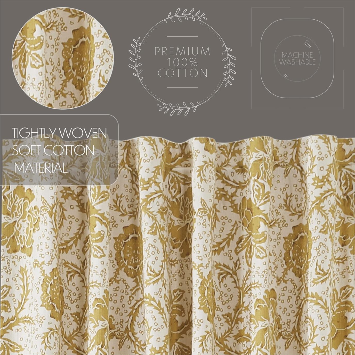 Dorset Gold Floral Panel 96x50 By April And Olive Vhc Brands